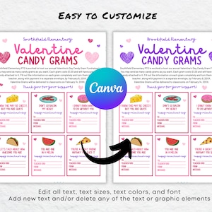 Editable Valentines Candy Gram Flyer Template, Candy Gram Fundraiser ...