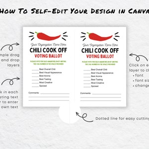 Editable Chili Ballot Template, Cook off Judging Sheet (canva, Digital ...
