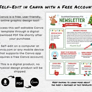 Editable PTA Newsletter December Template, Holiday News, Canva Template ...