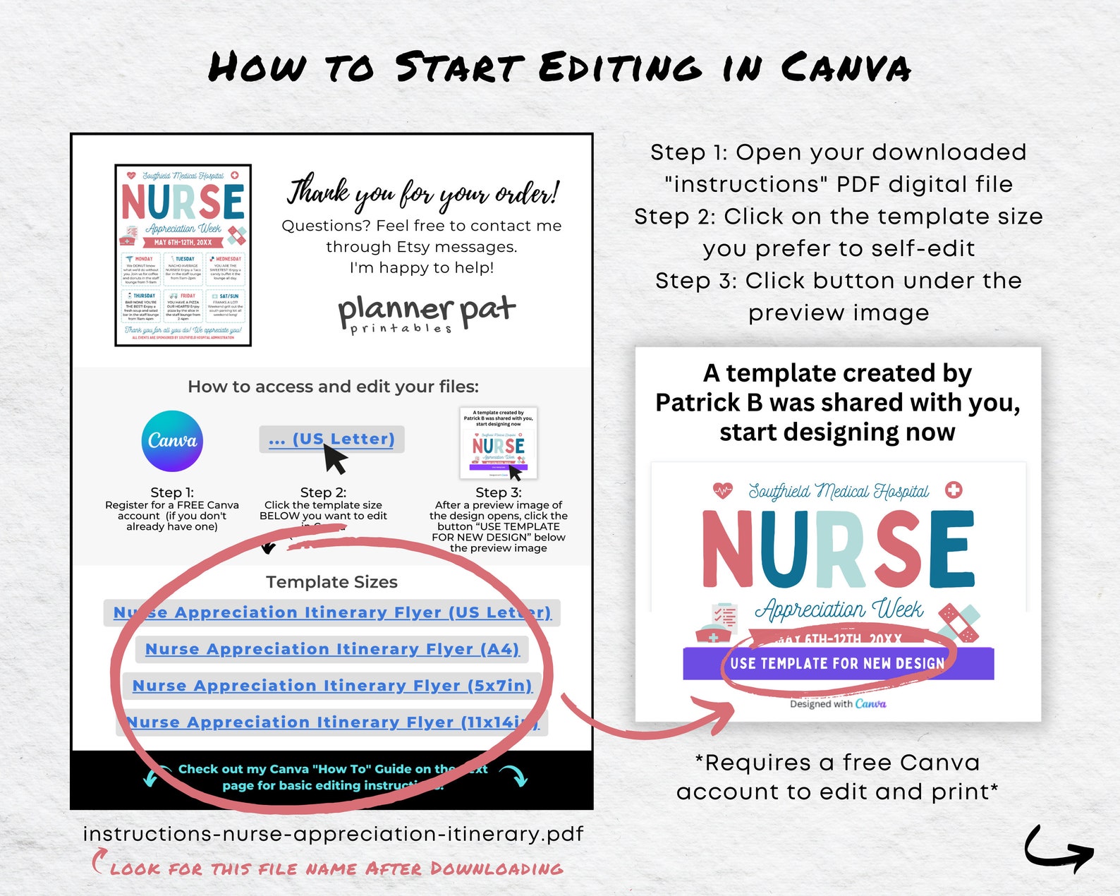 Editable Nurse Appreciation Week Flyer | Nursing Itinerary Template ...