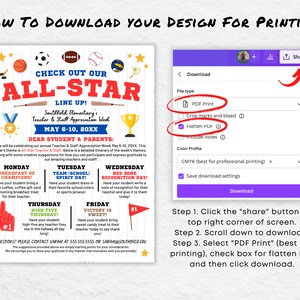Editable Sports All Star Theme Parent Newsletter Itinerary Flyer for ...