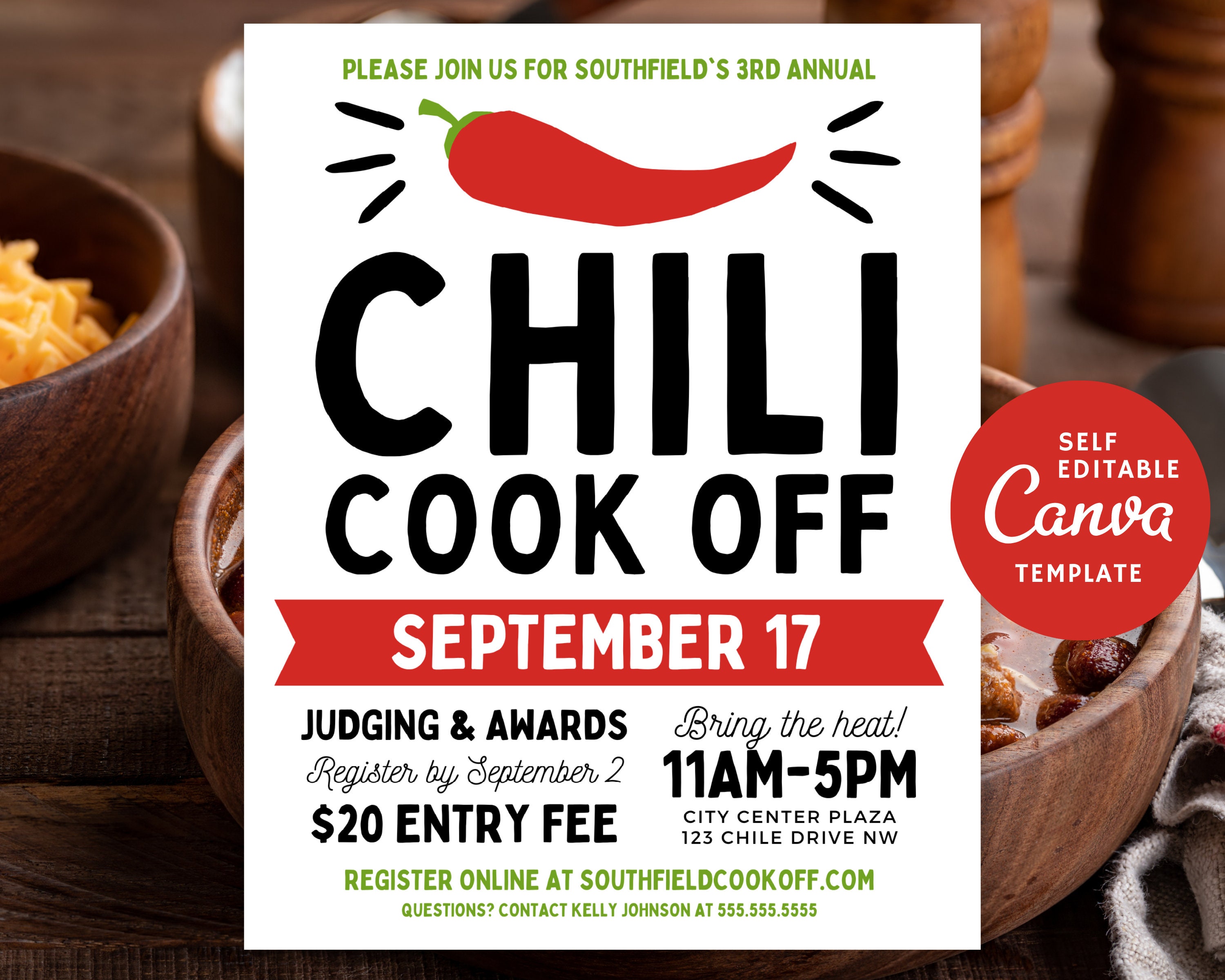 Editable Chili Cook off Flyer Template Edit in Canva - Etsy Australia