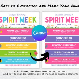 Editable Spring Spirit Week Flyer Canva Template, School Spirit ...
