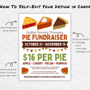 DIY Thanksgiving Pie Fundraiser Flyer Template, Pumpkin Pie Sale - Etsy