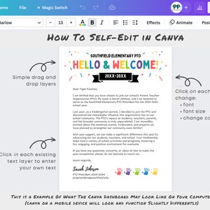 Editable PTO Welcome Letter Printable, PTA Welcome Message, Canva ...