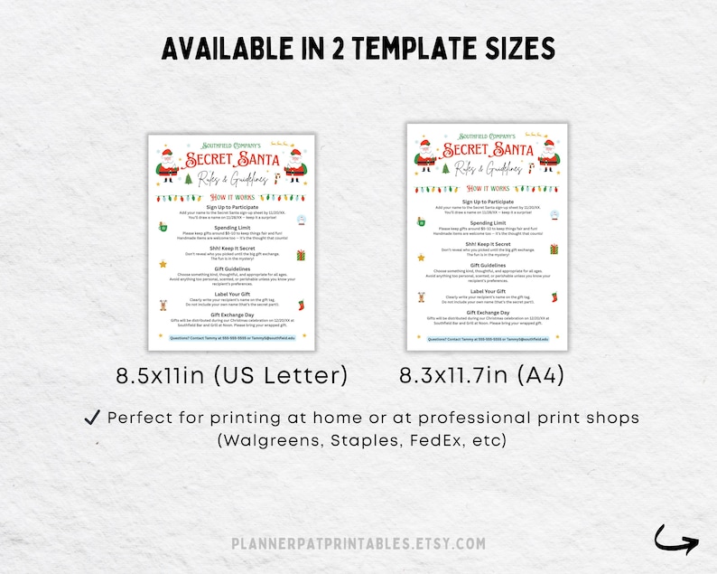 Editable Secret Santa Rules Flyer | Christmas Gift Exchange Guidelines ...