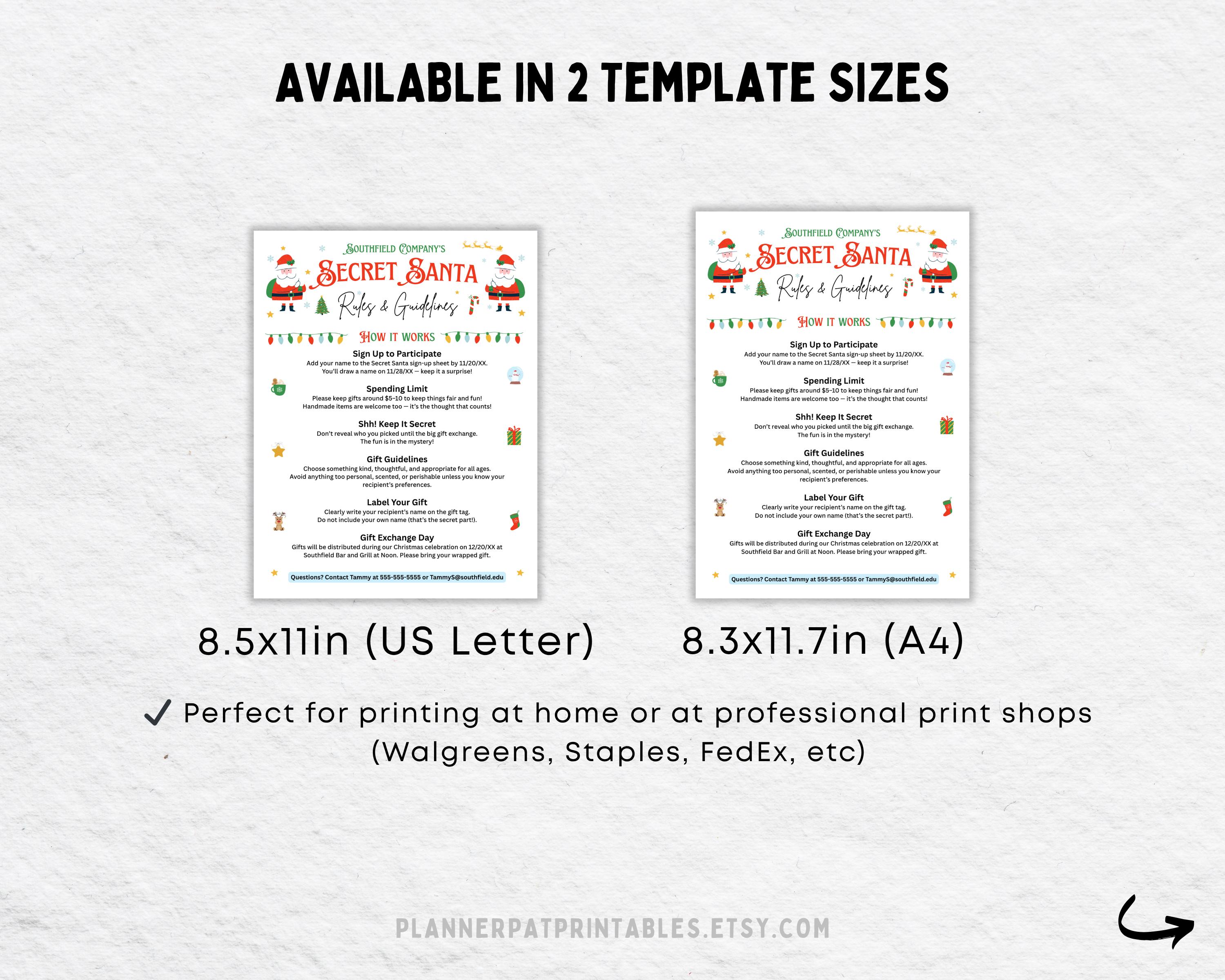 Editable Secret Santa Rules Flyer | Christmas Gift Exchange Guidelines ...