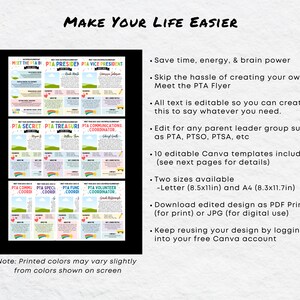 Editable Meet the Team Flyer Bundle: Canva PTA/PTO Templates (digital ...