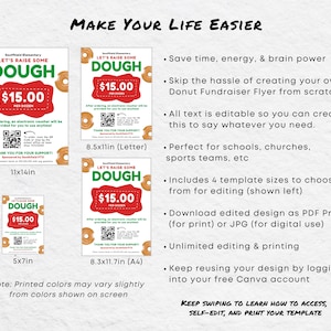 Editable Donut Fundraiser Flyer Template, School Fundraising Printable ...