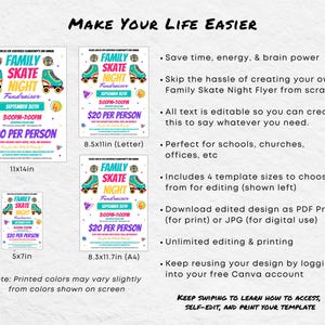 Editable Family Skate Night Flyer Template: Roller Skating Fundraiser ...