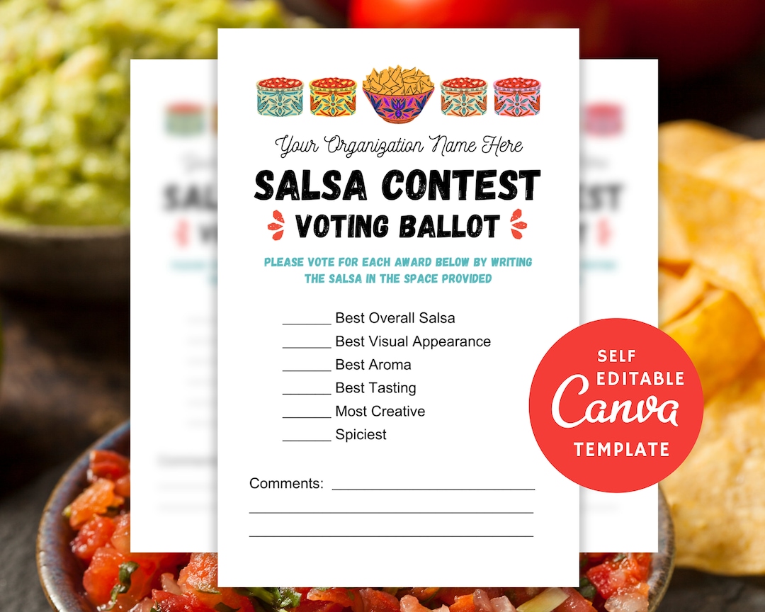 Editable Salsa Contest Ballot Printable, Salsa Voting Sheet Canva ...