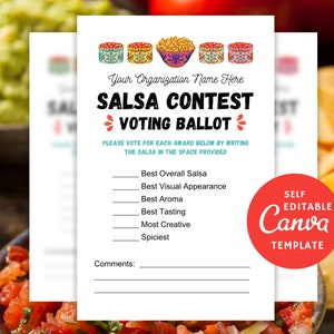 Editable Salsa Contest Ballot Printable, Salsa Voting Sheet Canva ...