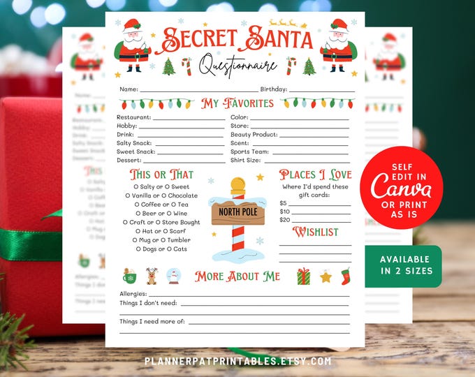 Secret Santa Survey - Etsy