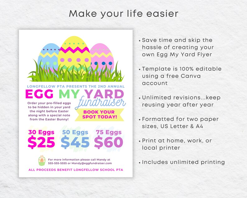 Editable Egg My Yard Flyer Printable Easter Fundraiser Flyer - Etsy UK
