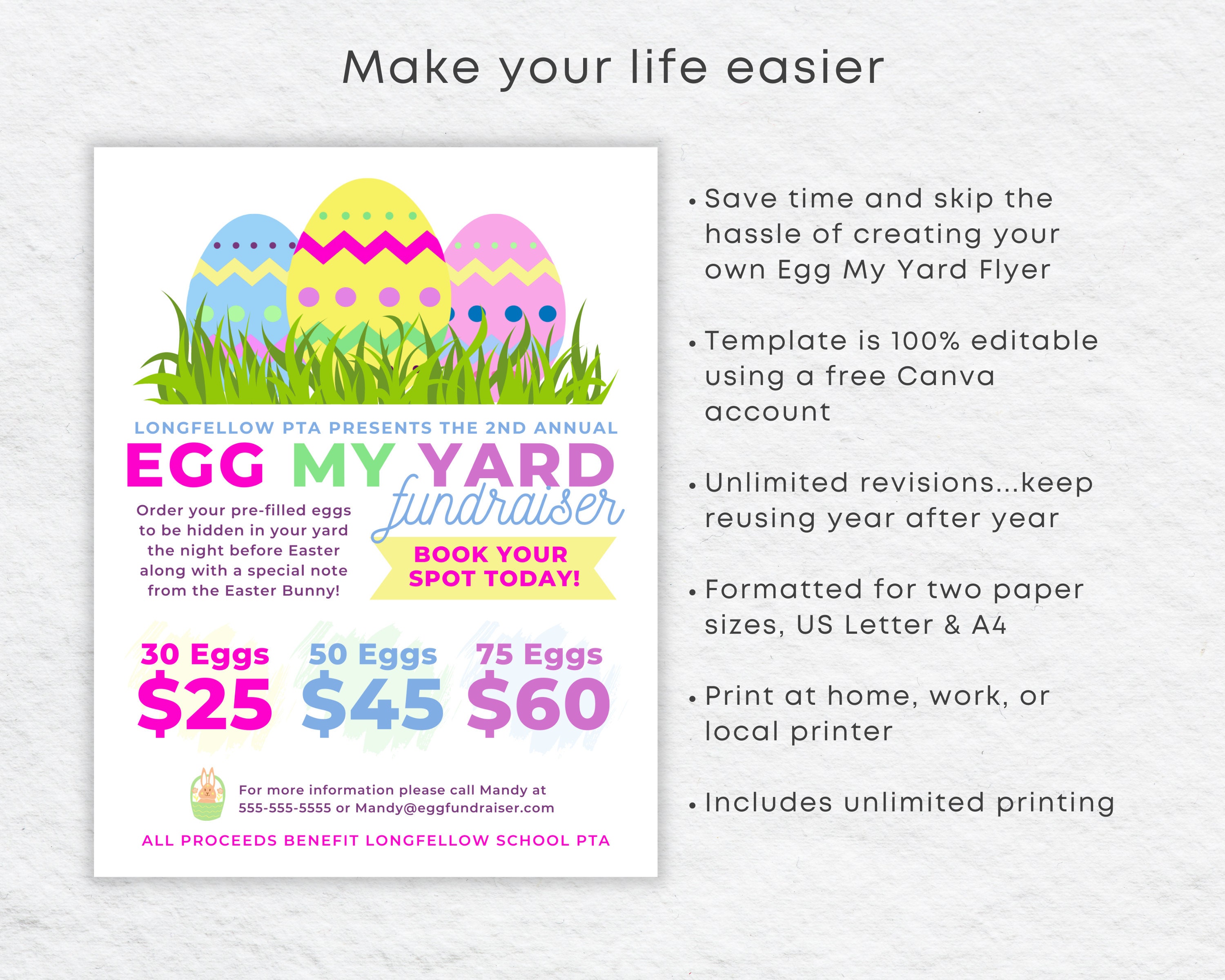 Editable Egg My Yard Flyer Printable Easter Fundraiser Flyer - Etsy UK