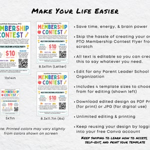 PTO Membership Contest Flyer Template: Editable Canva PTA Recruitment ...