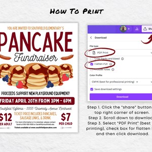 Editable Pancake Breakfast Fundraiser Flyer Template | DIY Canva ...