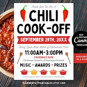 Chili Cook off Flyer Template | Editable Competition Poster (canva ...