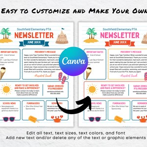 Editable June Newsletter Template: Summer PTO PTA School News (digital ...