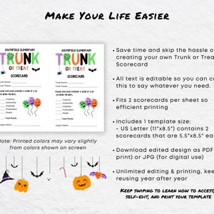 Editable Trunk or Treat Scorecard, Scoring Sheet Canva Template - Etsy