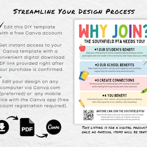 Editable PTA PTO Flyer Template: Why Join Volunteer Recruitment Poster ...