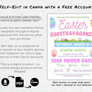 Editable Easter Eggstravaganza Flyer Printable, Egg Hunt Party Invite ...