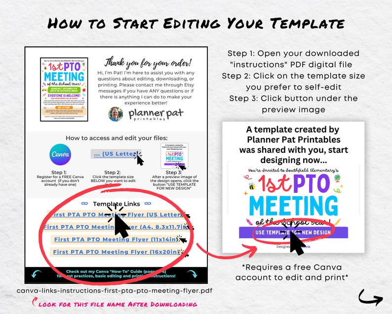 Editable PTA PTO Meeting Flyer | Canva Parent Group Invitation Template ...