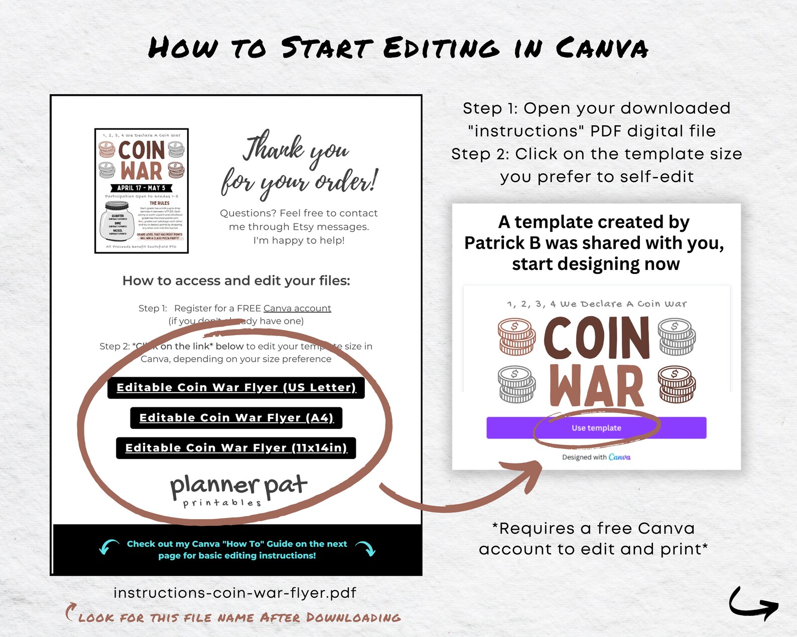 Editable Coin War Flyer Canva Template, School Penny Drive Fundraiser ...