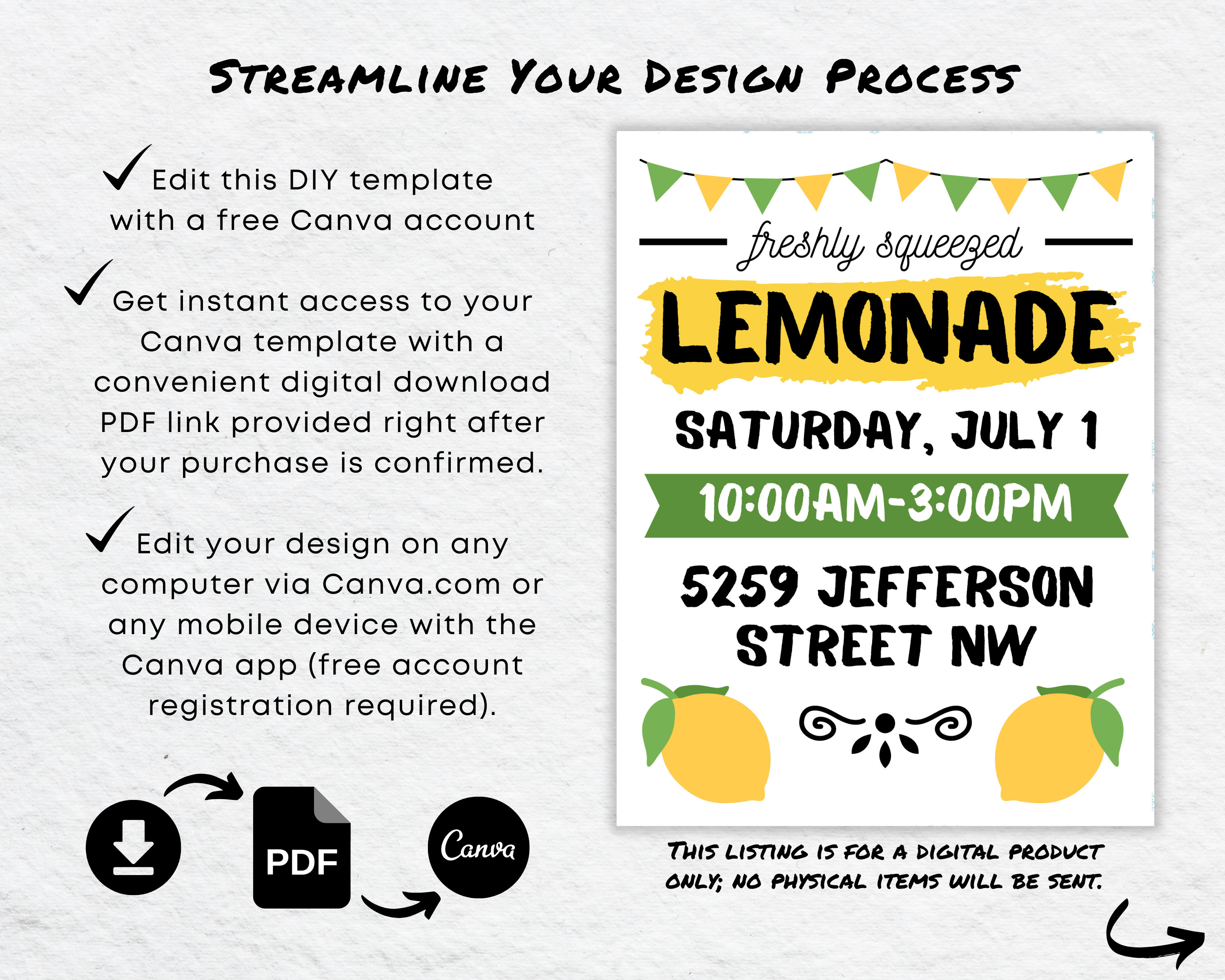 Editable Lemonade Stand Flyer Template, Printable Sign (canva) - Etsy ...
