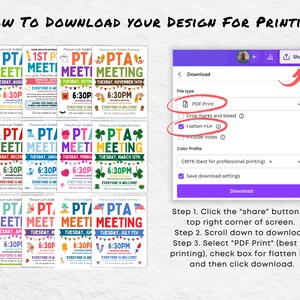 Editable Monthly PTA Meeting Flyer Bundle Canva Templates for School ...