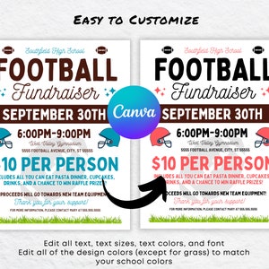 DIY Football Fundraiser Flyer Canva Template, Football Raffle ...