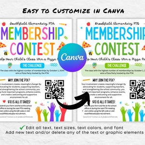 Editable PTA Membership Contest Flyer Template | Canva PTO Recruitment ...