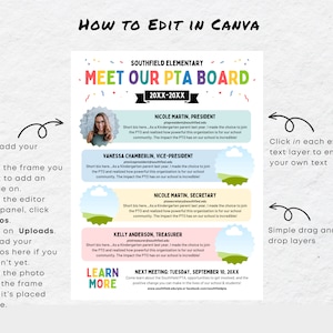 Editable Meet the PTA Flyer, Volunteer Board Officers Introductions ...
