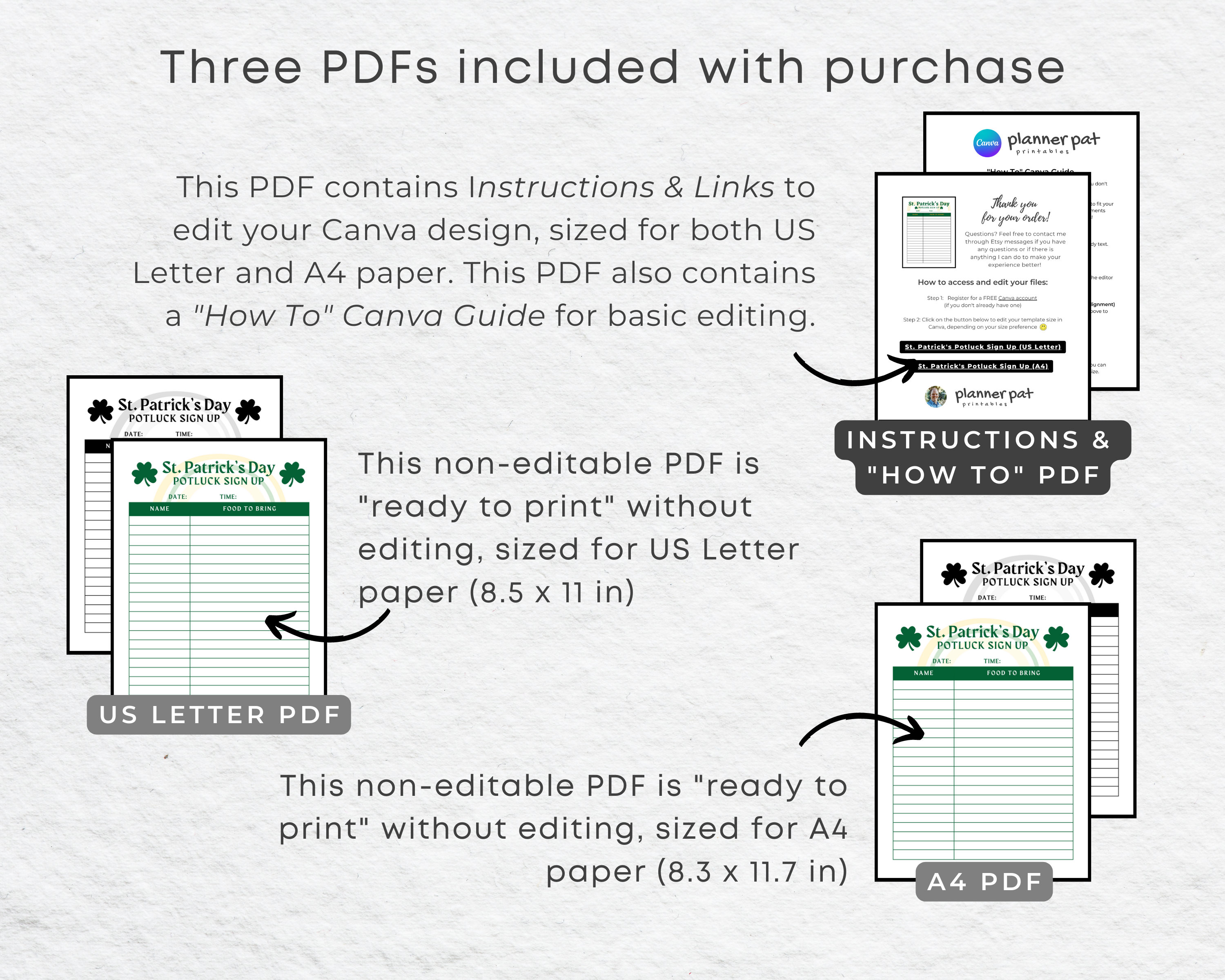 Editable St Patricks Potluck Sign up Sheet, Printable Party Food List ...