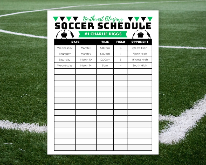 Editable Soccer Schedule Template DIY Canva Printable, Soccer Game ...