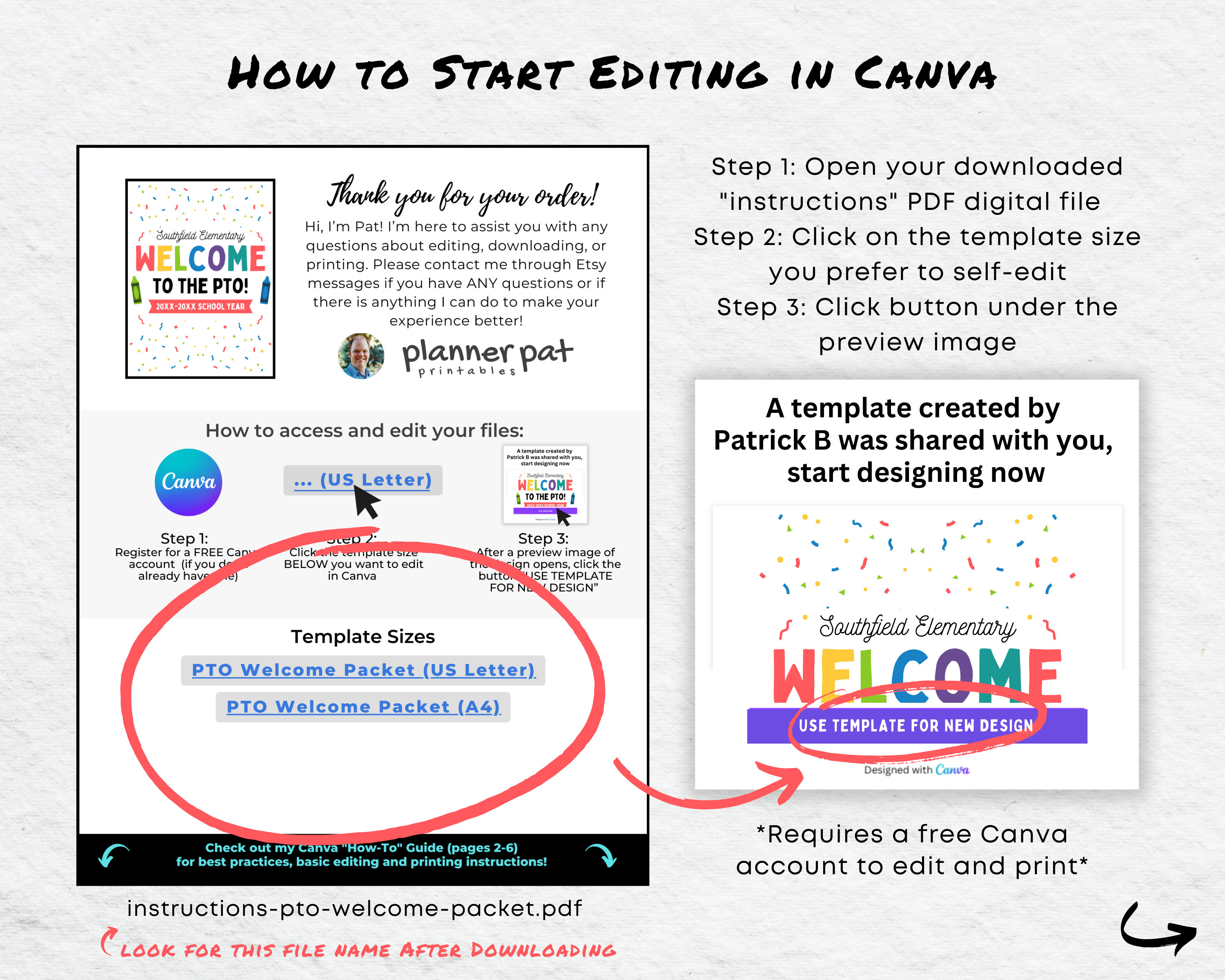 Editable PTA PTO Welcome Packet: Parent Information Bundle (canva ...