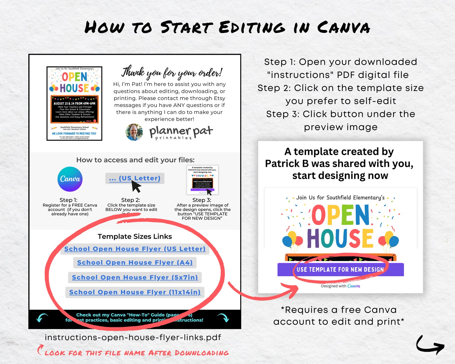 School Open House Flyer Template: Editable Invitation (canva) - Etsy