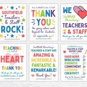 Editable School Appreciation Poster Bundle for Teacher & Staff ...