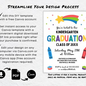 Editable Kindergarten Graduation Invitation, Preschool Graduation ...