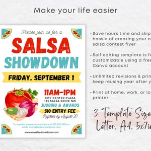 Editable Salsa Showdown Flyer Canva Template, Salsa Contest Invite ...