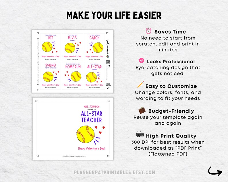 Softball Valentine Cards | Classroom Exchange Sports Tags for Girls ...