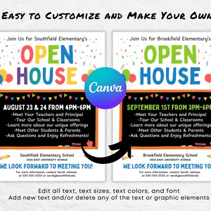 School Open House Flyer Template: Editable Invitation (canva) - Etsy