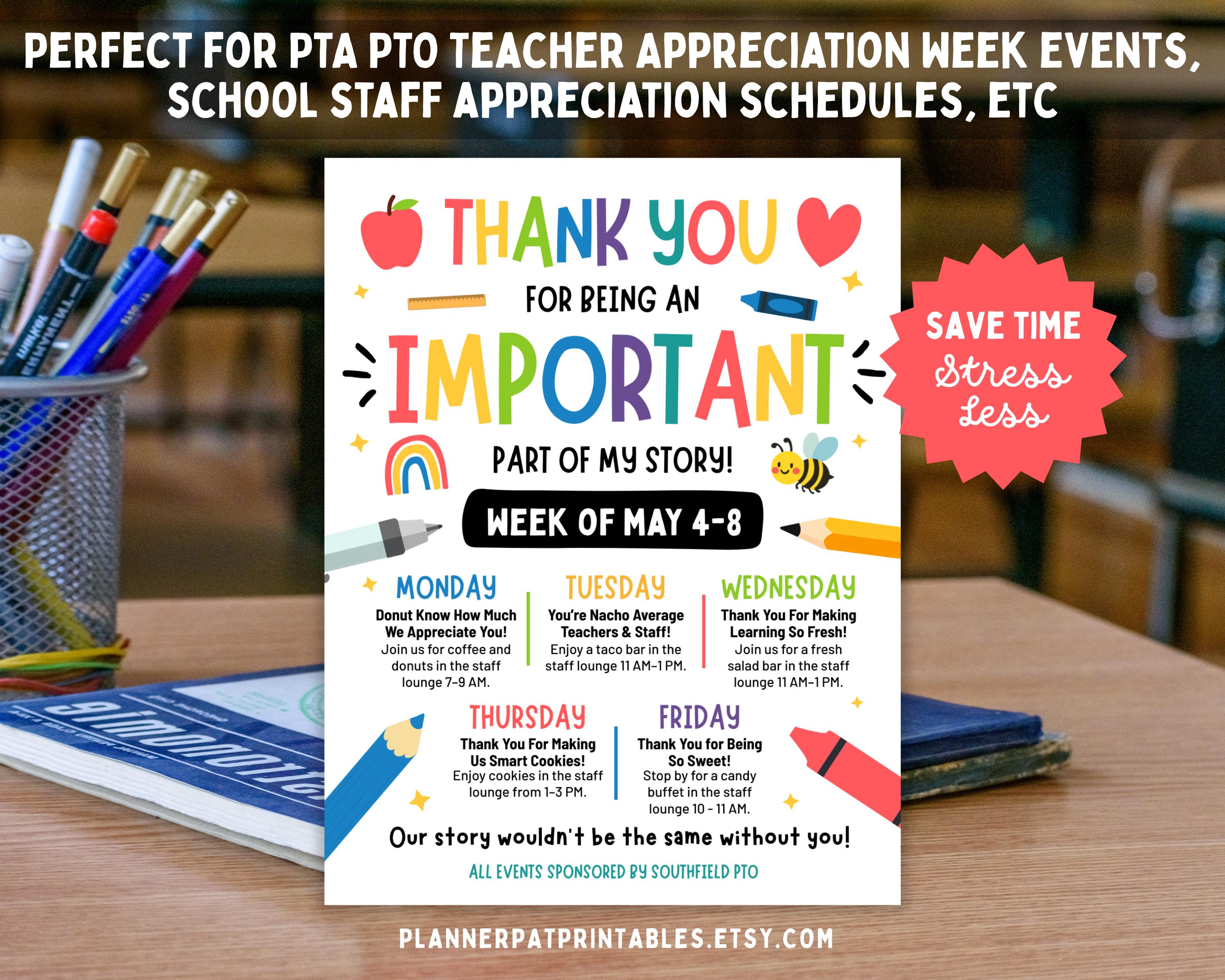 Editable Storybook Theme Teacher & Staff Appreciation Week Itinerary ...