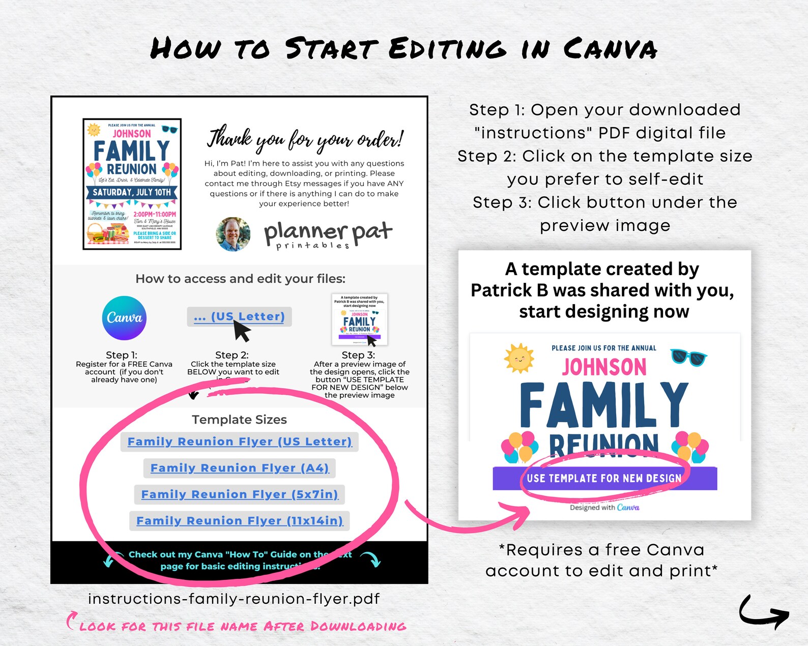 DIY Family Reunion Flyer Template, Editable Cousin Reunion Invite ...