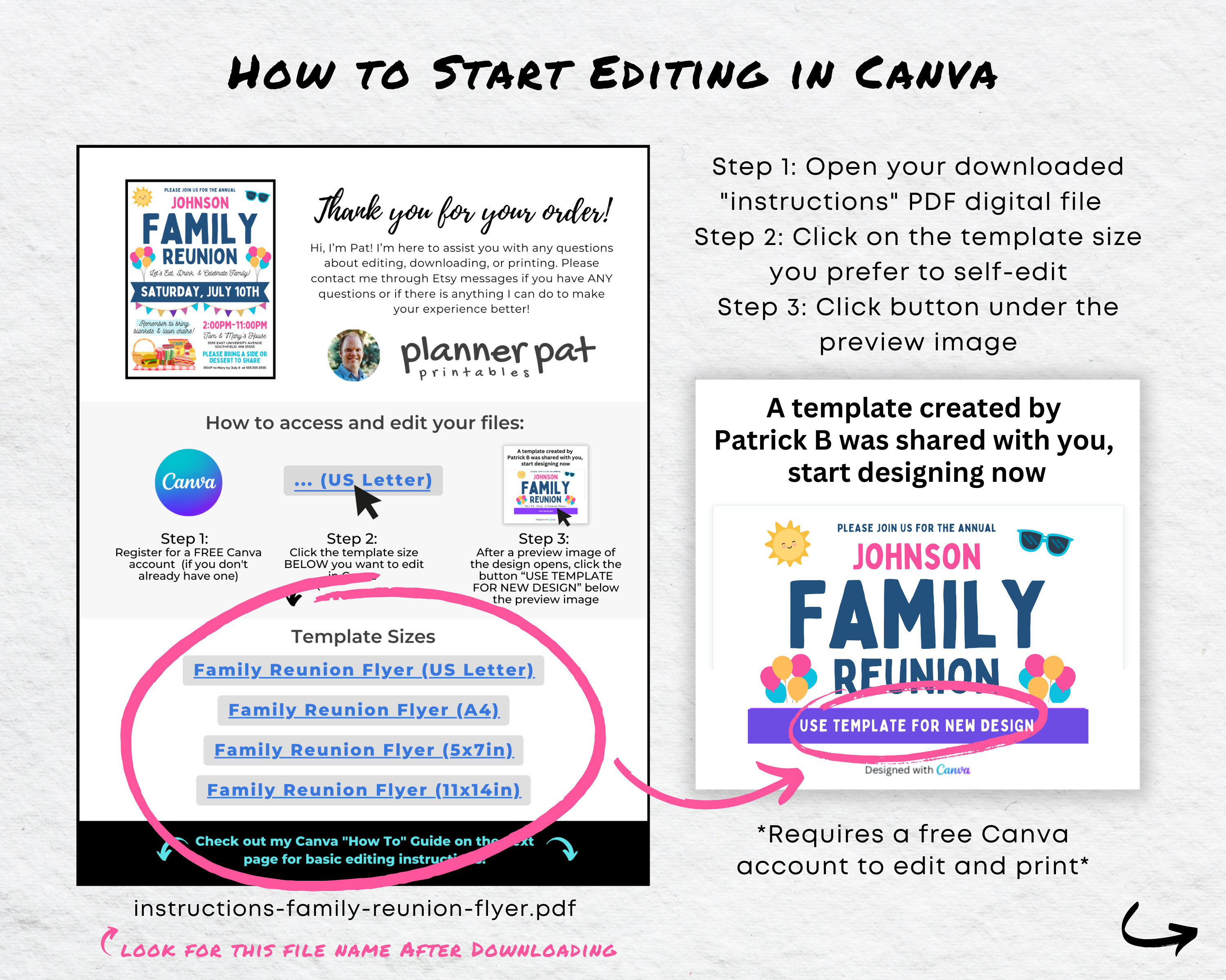 DIY Family Reunion Flyer Template, Editable Cousin Reunion Invite ...