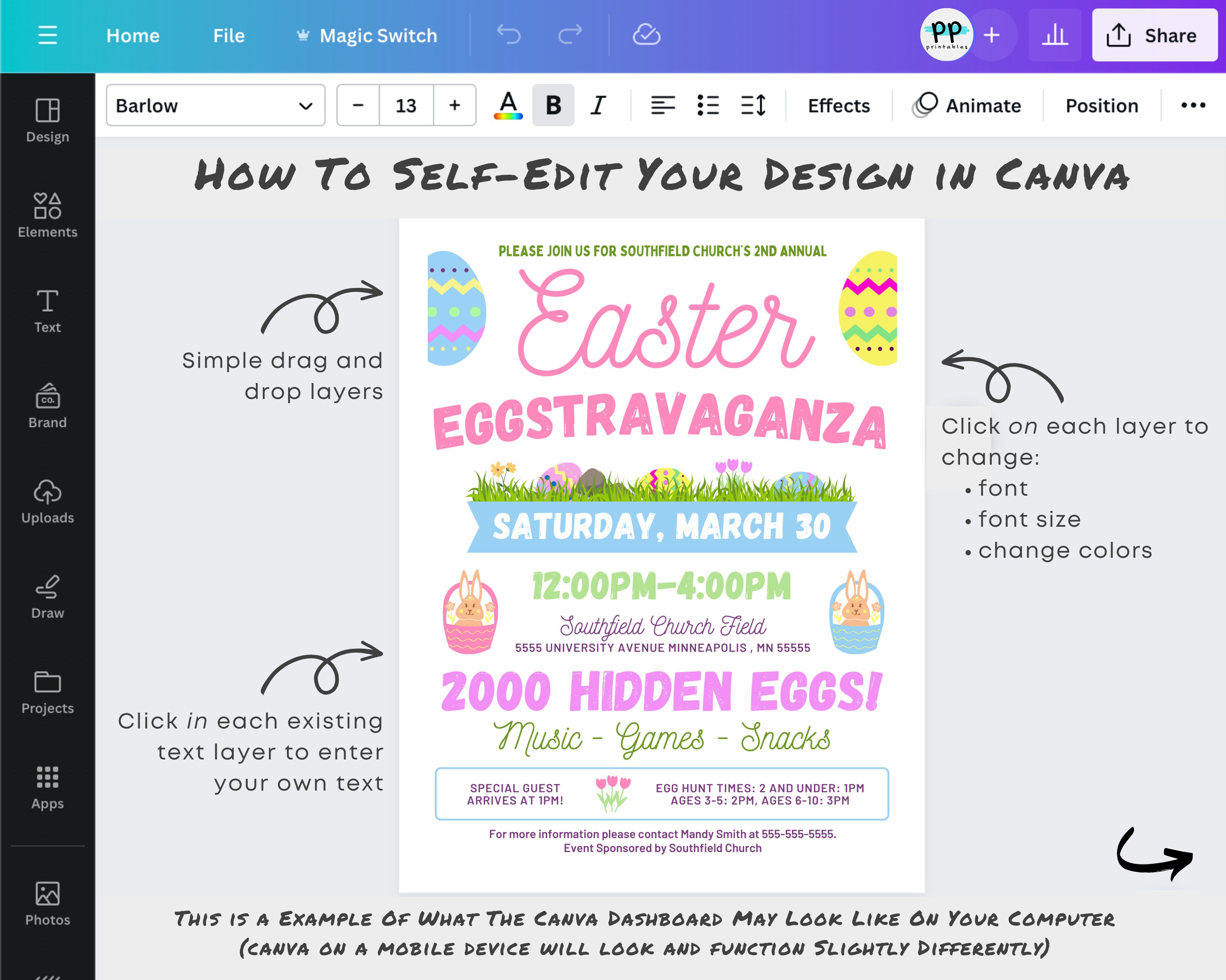 Editable Easter Eggstravaganza Flyer Printable, Egg Hunt Party Invite ...