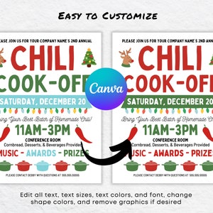 Editable Christmas Chili Cook off Flyer, Chili Competition, Canva ...