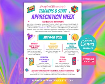 90s Teacher Appreciation Flyer - Etsy