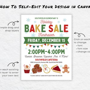 Editable Holiday Bake Sale Flyer, School Fundraiser Template - Etsy
