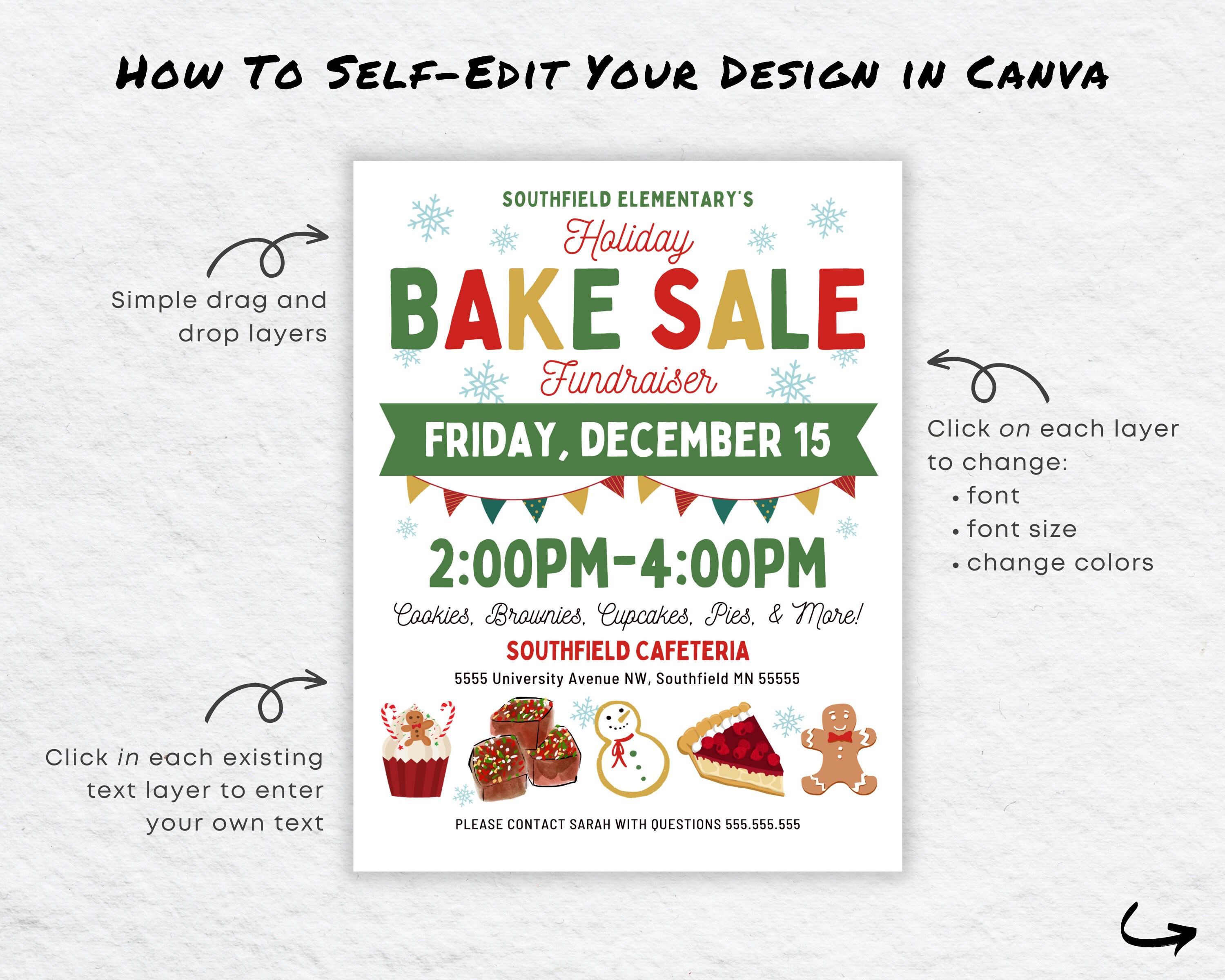 Holiday Bake Flyer Template, School Fundraiser (canva Editable) - Etsy